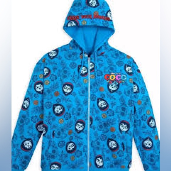 Disney | Shirts | Disney Parks Pixar Coco Miguel Skull Zip Up Hoodie ...